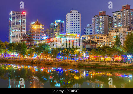CHENGDU, CHINA - SEPTEMBER 26: This is Jiuyanqiao bar street, a famous ...