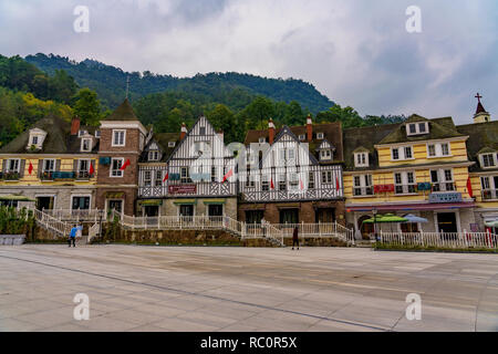 PENGZHOU, CHINA - OCTOBER 06: View of Bailu Town, a town known for its ...