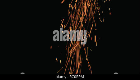 hot sparks falling from above black background, wide photo Stock Photo ...