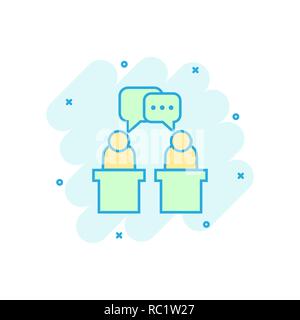 Politic debate icon in comic style. Presidential debates vector cartoon ...