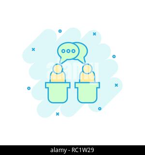 Politic debate icon in comic style. Presidential debates vector cartoon ...