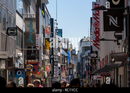 COLOGNE, GERMANY - MAY, 2018: shopping street Hohe Strasse with walking ...