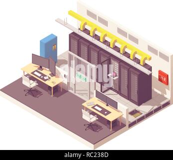 Data center cutaway interior vector flat isometric illustration Stock ...