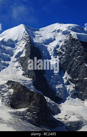 Bernina and Palu mountain range with glaciers in the Alps, Engadine ...