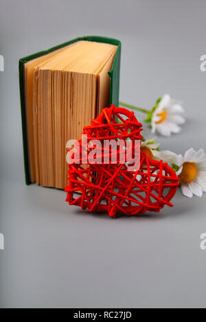 Book with romantic poems, flowers and a heart. Gift for Valentine's Day ...
