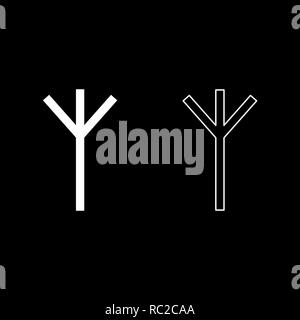 Algiz Elgiz rune elk reed defence symbol icon black color vector I flat ...