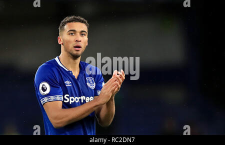 Everton's Dominic Calvert-Lewin applauds the fans after the Premier ...