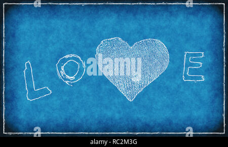 Abstract blue love symbol and word Love on white background Stock Photo ...