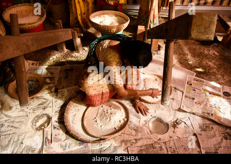 A dheki is an agricultural tool used for threshing, to separate rice ...