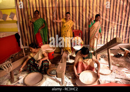 A dheki is an agricultural tool used for threshing, to separate rice ...