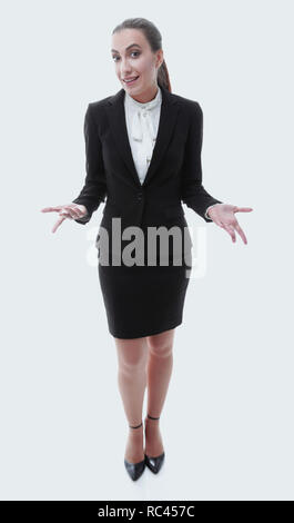 Portrait of friendly smiling female accountant or financial analyst at ...