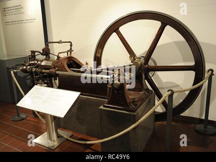 First gas engine. 19th-century illustration of the first gas engine of ...