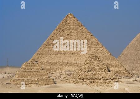 The Pyramid of Menkaure, the smallest of the three pyramids of Giza in ...