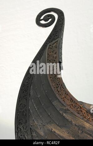Oseberg Ship. Made in oak wood. 9th century. Detail. Viking Ship Museum ...