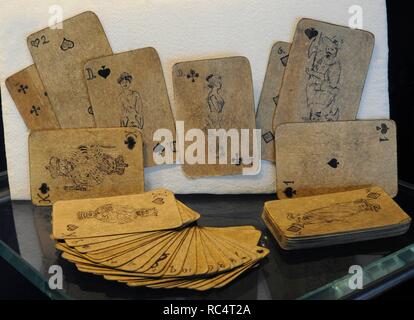 Playing cards. Homemade playing cards were used at sea. Norwegian ...