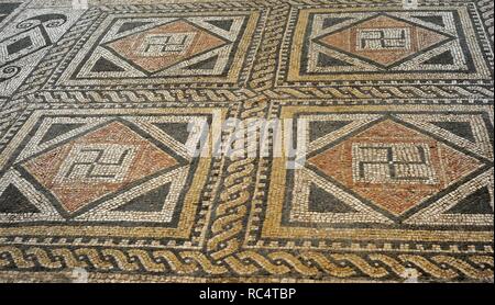 roman swastika geometric decorative mosaic detail Stock Photo - Alamy