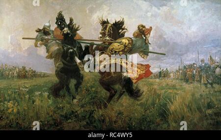 Single combat of Peresvet and Temir-murza on the Kulikovo Field in 1380 ...