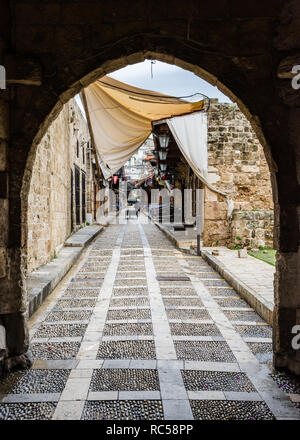 Gate at the entrance of Byblos souk, Jbeil, Lebanon Stock Photo - Alamy