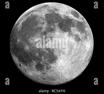 Full moon with visible craters. The big full moon on the dark night ...