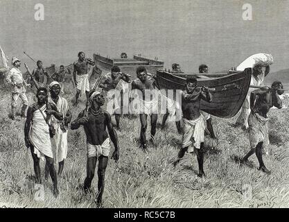 Colonial Explorer & African Porters, & African Porter Carrying European ...