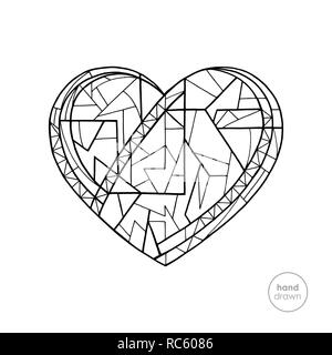 I Love You doodle heart coloring page. Black and white Valentines Day ...