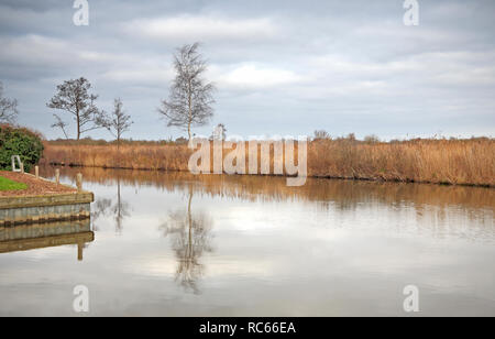 River Ant at Irstead Staithe on the Norfolk Broads looking into Shoals ...