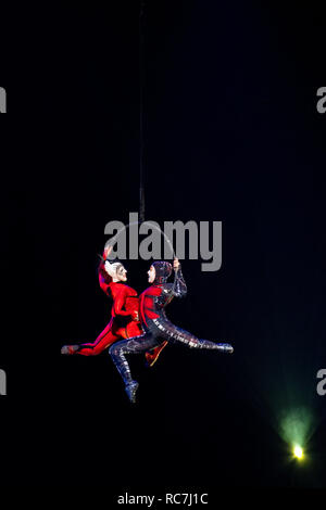 Acrobats/performers of Cirque Du Soleil 'OVO' visit The Top of the Rock ...