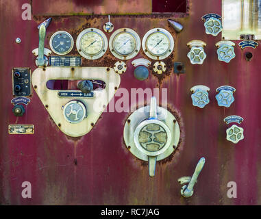 Dials and controls on a fire truck Stock Photo - Alamy