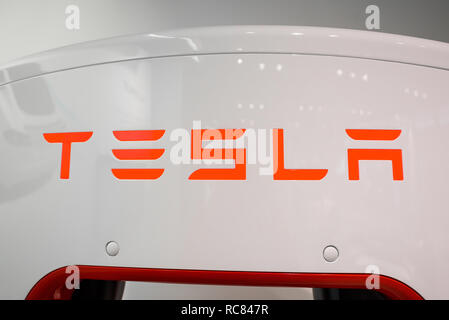 FRANKFURT, GERMANY - OCTOBER 08, 2016: Tesla machine shop in Frankfurt ...