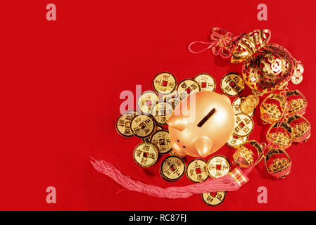 Red envelopes on color background. New Year celebration Stock Photo - Alamy