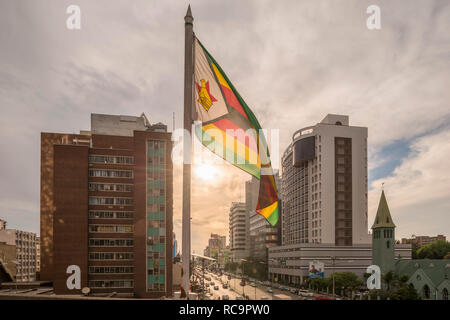 A sunset is seen of the cityscape of Harare, Zimbabwe Stock Photo - Alamy