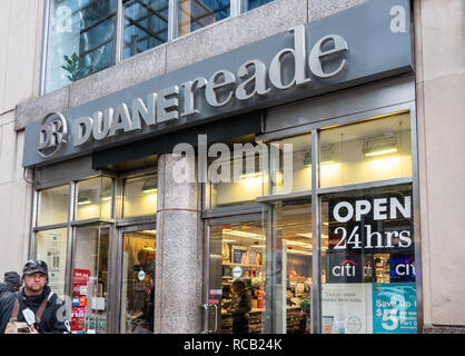Sign at the entrance to a Duane Reade Pharmacy in Manhattan. (Photo by ...