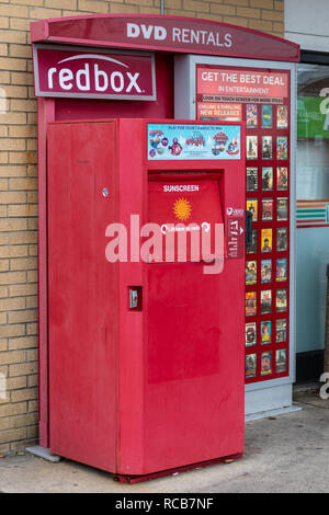 redbox dvd rental automated retail kiosk at a gas station florida usa ...