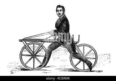 Velocipede by Baron von Drais, 1817, Drais' Masslaufmaschine ...