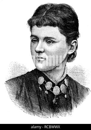 Princess Helen, Duchess of Albany, portrait, historical engraving, 1888 ...