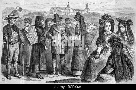 Thuringian traditional costumes, Thuringia, Germany, historical ...