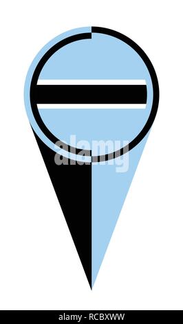 Botswana map pin flag icon. Republic of Botswana pennant map marker on a metal needle. 3D ...