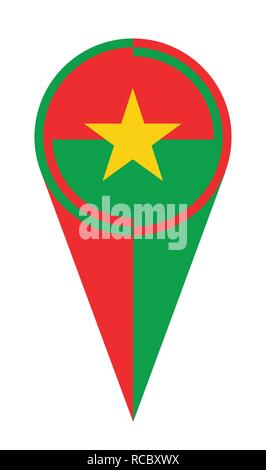 Map pointer with flag of Burkina Faso. Vector flag sign on blue ...