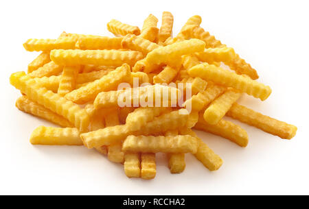 Deep fried French fries with ripple structure on white background Stock ...
