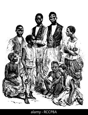 Inhabitants of the Congo, historical woodcut, circa 1888 Stock Photo ...