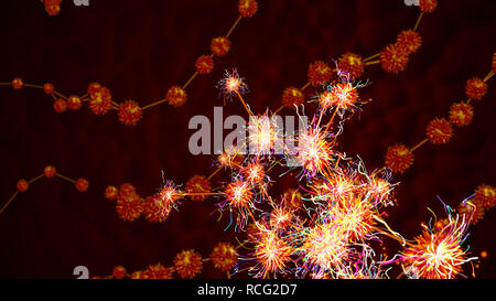 Volumetric 3d illustration of round and thorny orange plexus bundles ...