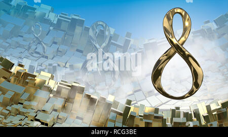 8 March word made of silver spheres flying in the space over abstract ...