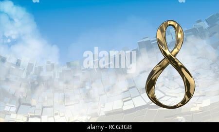 8 March word made of silver spheres flying in the space over abstract ...