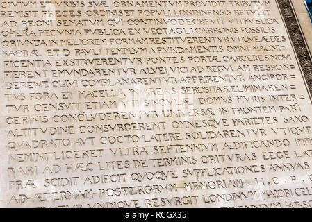 'The Great Fire of London' inscription on The Monument Tower, City of ...
