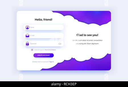 Sign up form, web design, UI UX registration interface with gradient, vector illustration Stock ...
