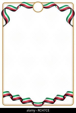Frame and border of ribbon with Kuwait flag, template elements for your ...