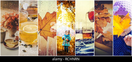 Collage of children and autumn. Selective focus Stock Photo - Alamy