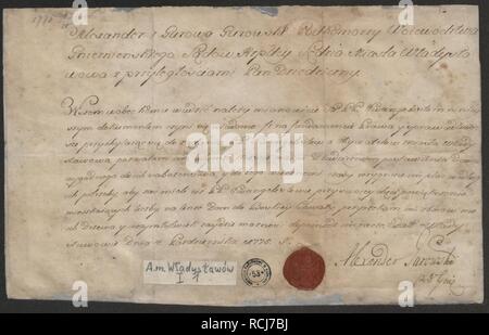 Aleksander Gurowski zezwala ewangelikom we Wladyslawowie wybudowac zbor ...