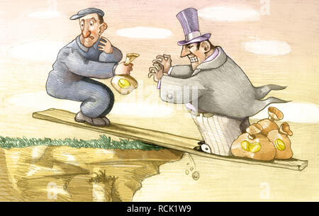 Poor and rich people on balance scale - Concept of social inequality ...