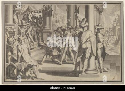 Allegory of Justice (Sanctity of the Law) with a court scene depicting ...